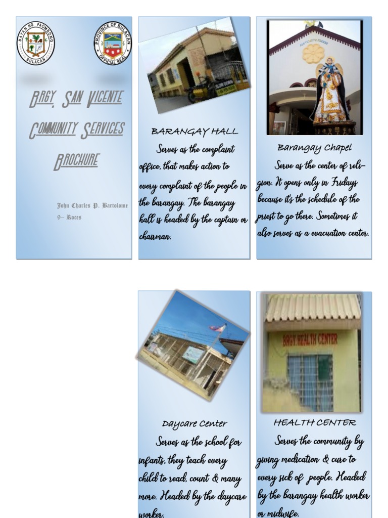 Brgy. San Vicente Community Services Brochure: Barangay Hall Barangay ...