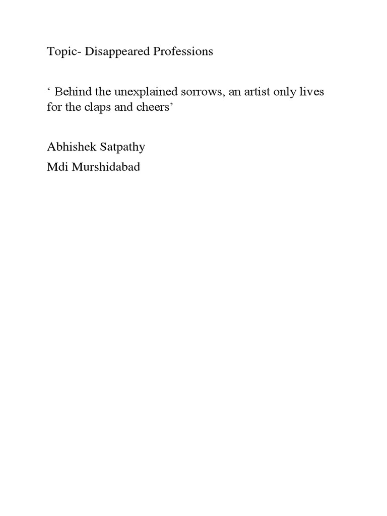 Topic-Disappeared Professions Behind The Unexplained Sorrows, An Artist ...