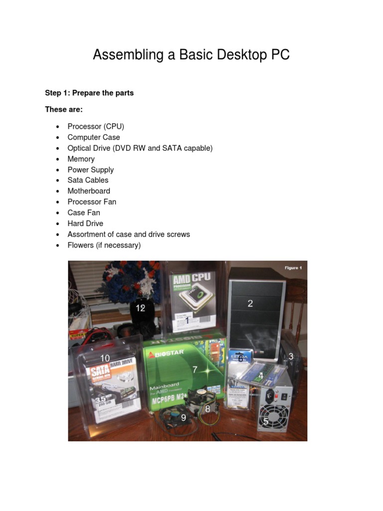 Assembling A Basic Desktop PC: Step 1: Prepare The Parts These Are | PDF | Personal Computers ...