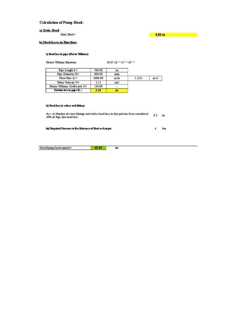 Head Losses Calculation | PDF