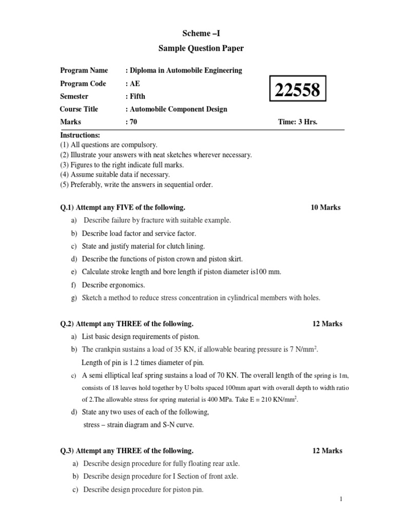 Automobile Component Design | PDF | Piston | Stress (Mechanics)