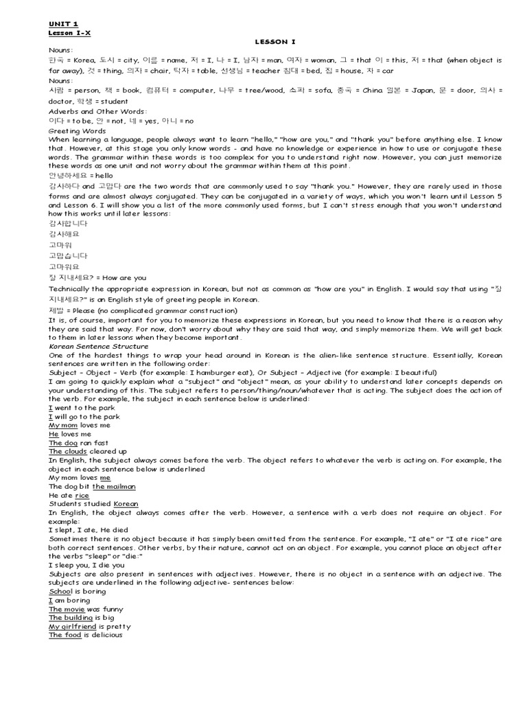 LESSON 1-10 Ok | PDF | Verb | Adjective