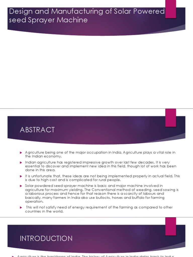 Design and Manufacturing of Solar Powered Seed Sprayer | PDF | Sun ...