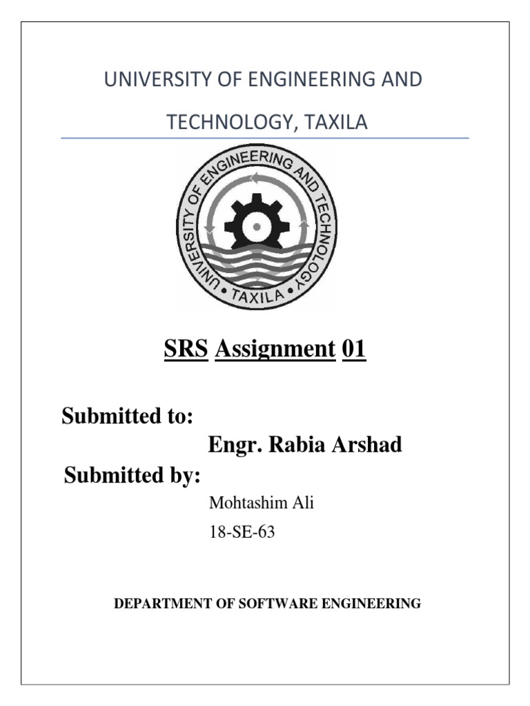 University of Engineering and Technology, Taxila: SRS Assignment 01 | PDF | Integer (Computer ...