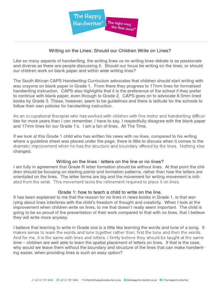 The Happy Handwriter How Do I Help My Child To Write On The Lines | PDF ...