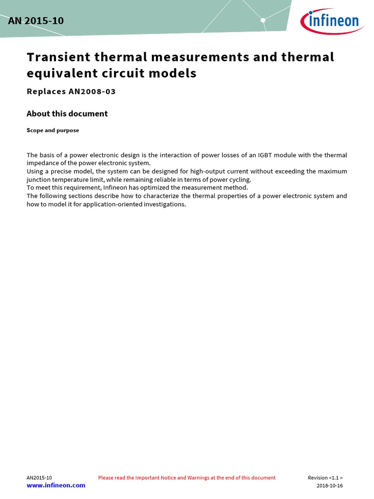 Infineon Thermal Equivalent Circuit Models ApplicationNotes v01 01 en ...