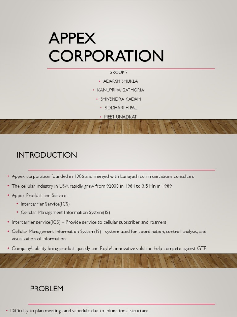 Appex Corporation Implements Divisional Structure | PDF