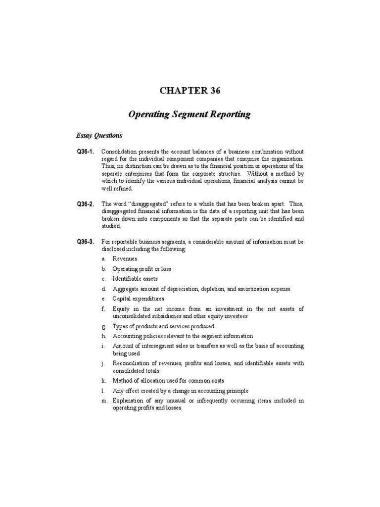 Operating Segment Reporting: Essay Questions | PDF | Expense | Revenue