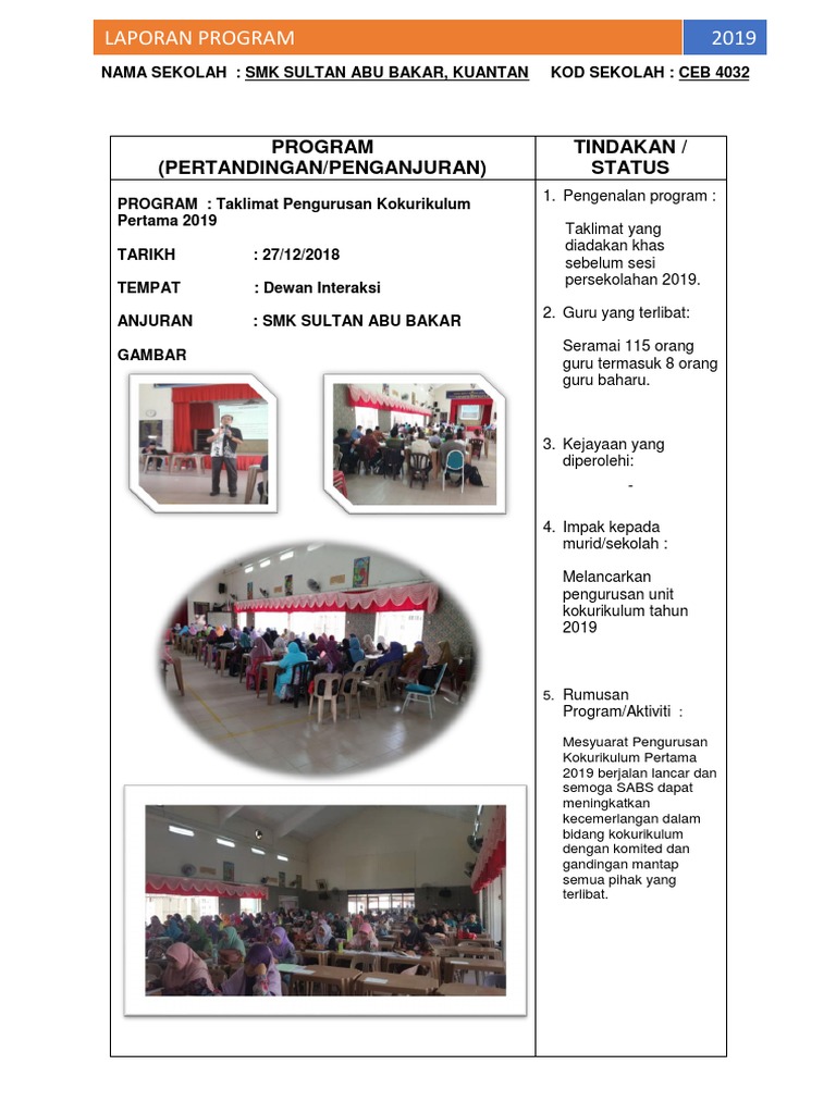 Laporan Program Skpmg2 Mesyuarat Koko-1 2019 | PDF