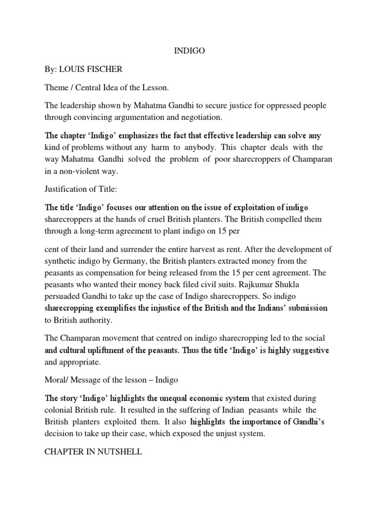 Indigo Notes | PDF | Mahatma Gandhi