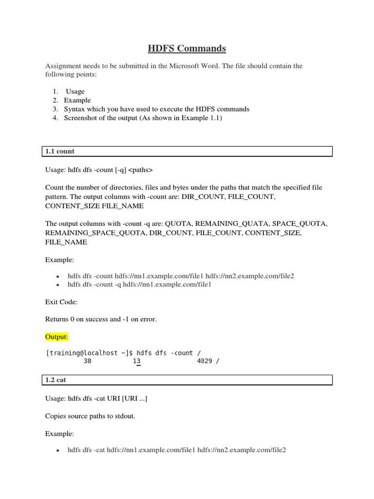 2 Hdfs Commands Pdf Apache Hadoop Computer File