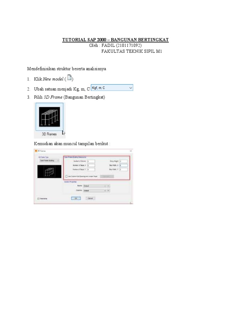 Tutorial Sap 2000 Bangunan Bertingkat | PDF
