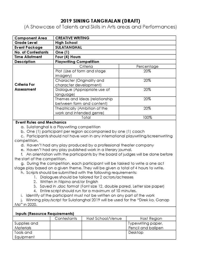 Sining Tanghalan-Sulatanghal | PDF | Playwright | Writing