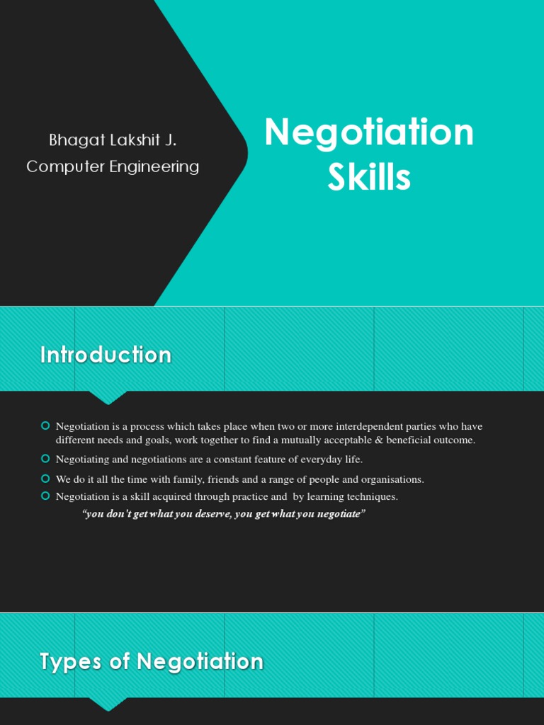 Negotiation Skills Presentation | PDF | Negotiation | Behavior Modification