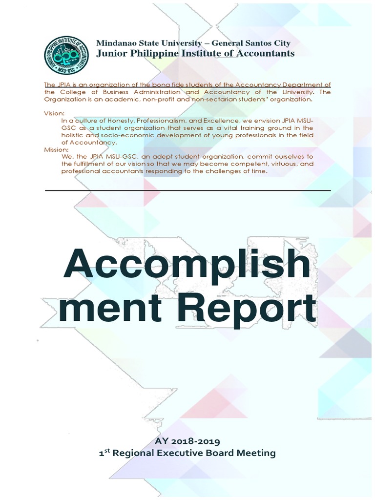01 Accomplishment Report | PDF | Philippines | Accounting