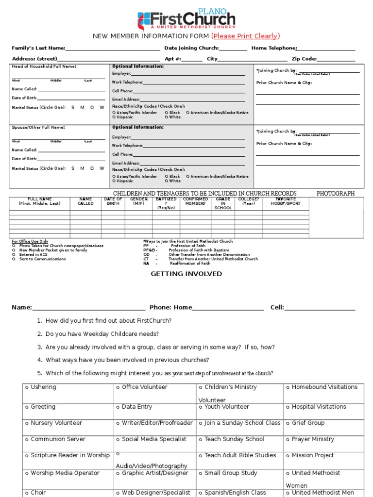 New Member Information Form: (Please Print Clearly) | PDF | Race And ...