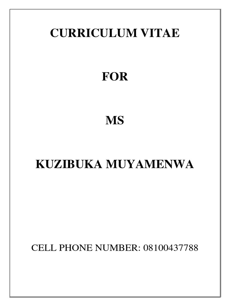 Curriculum Vitae: CELL PHONE NUMBER: 08100437788 | PDF | Wellness