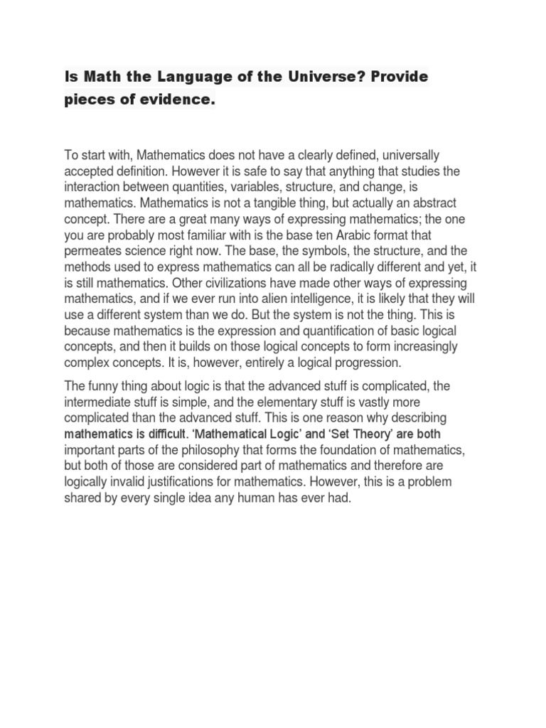 Math as the Universe's Language | PDF | Philosophy | Science & Mathematics