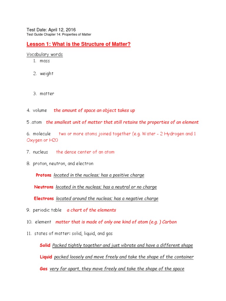 Science Review Test Matter | PDF