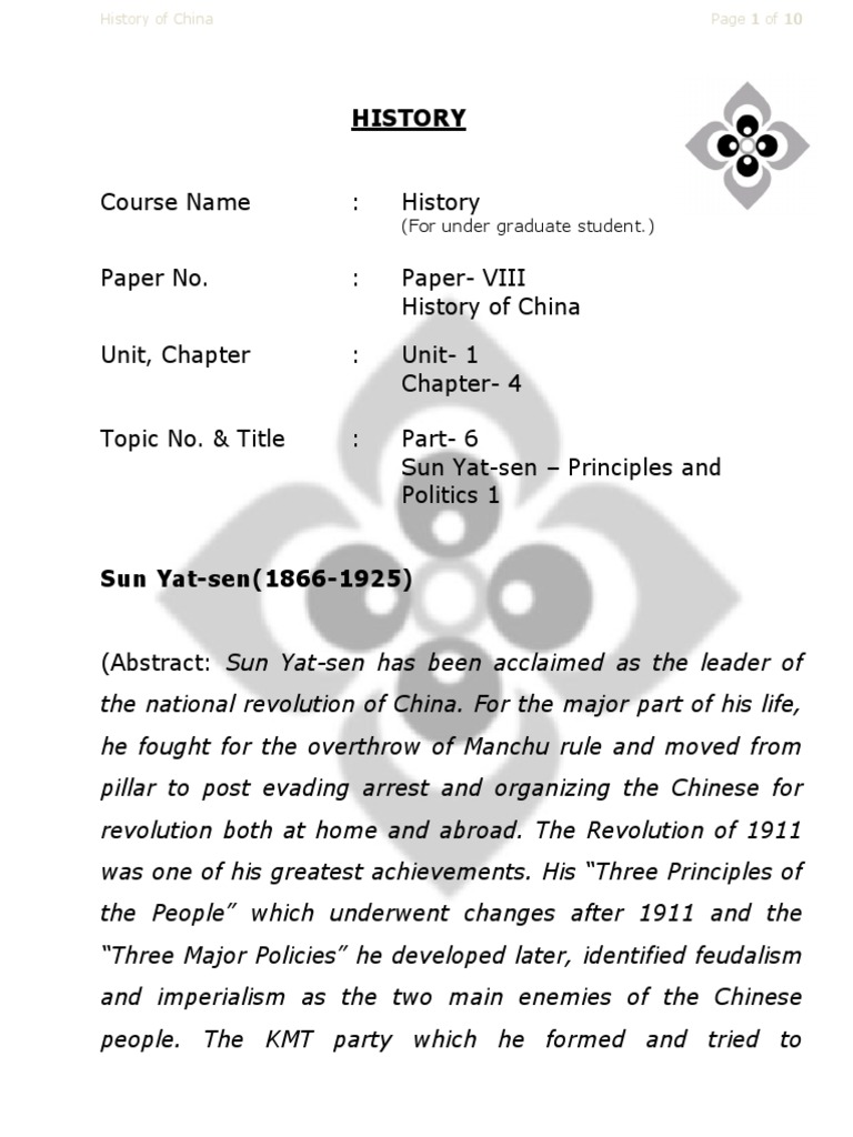 Sun Yat Sen 1 | PDF | Qing Dynasty | Socialism