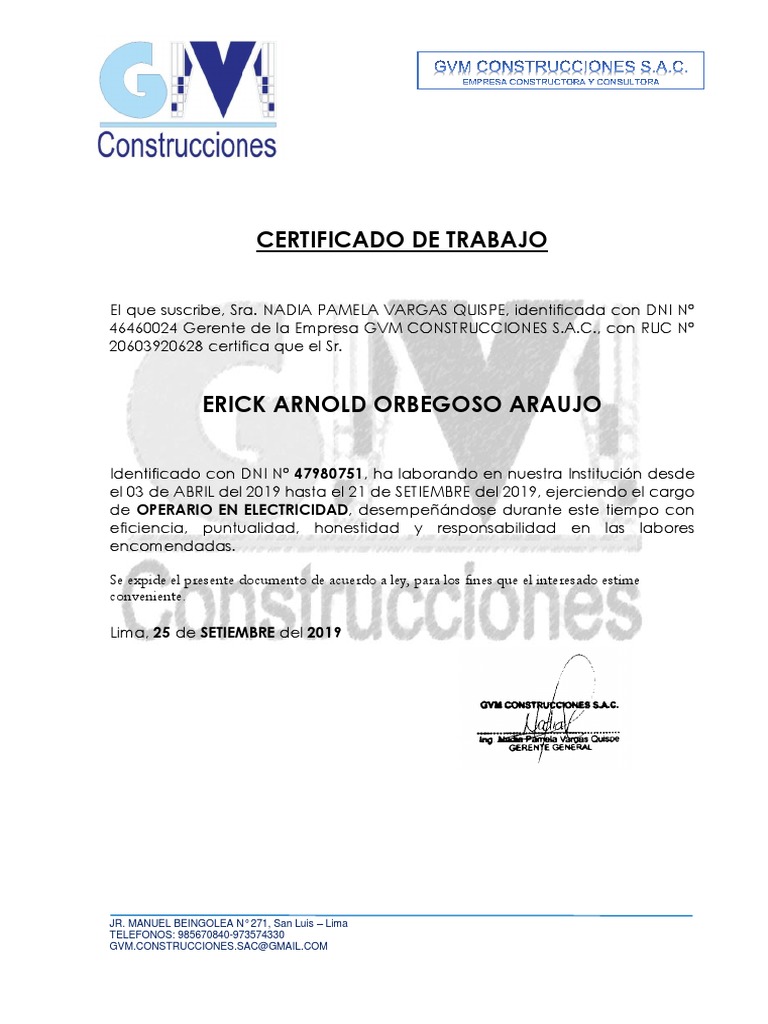 Certificado Erick | PDF