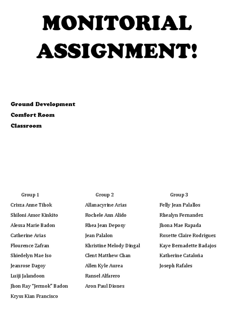 Monitorial Assignment | PDF