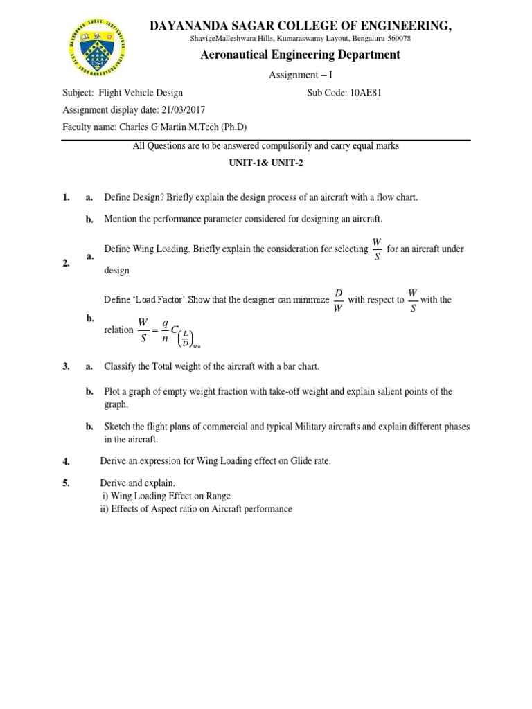 Flight Vehicle Design - Assignment | PDF | Takeoff | Aircraft