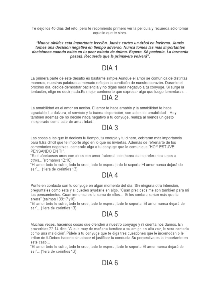 Te Dejo Los 40 Días Del Reto | PDF | Amor | Oración
