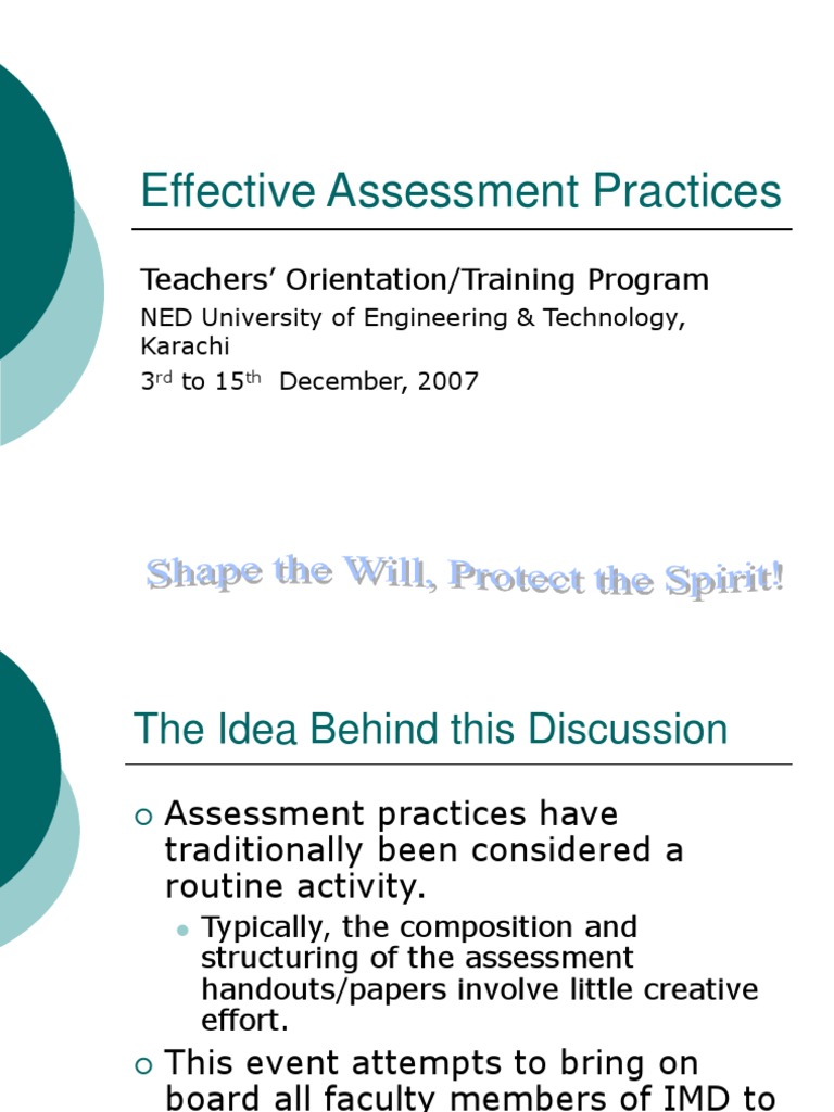 Effective Assessment Practices: Teachers' Orientation/Training Program ...