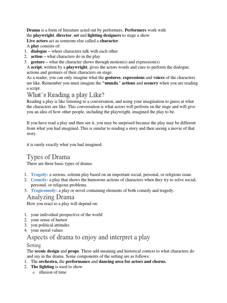 What's Reading A Play Like? | PDF | Tragedy | Comedy