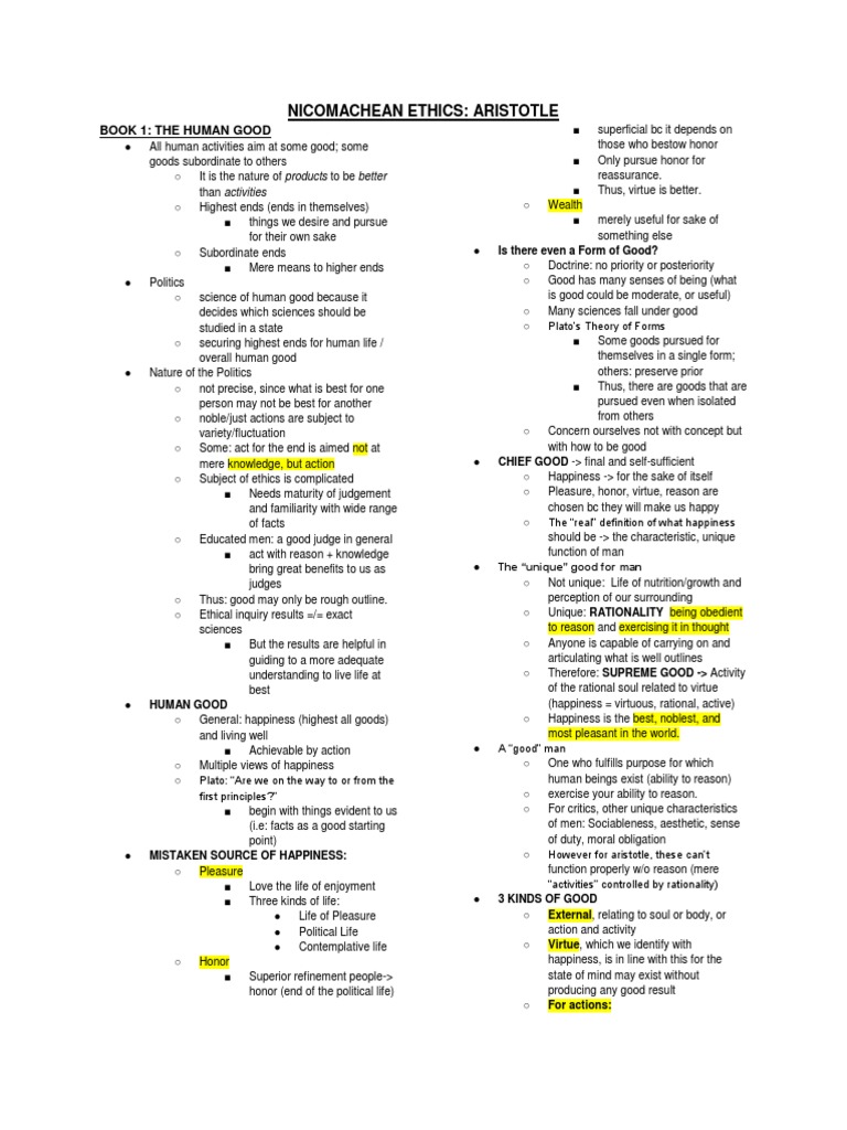 Aristotle Notes | PDF | Virtue | Happiness