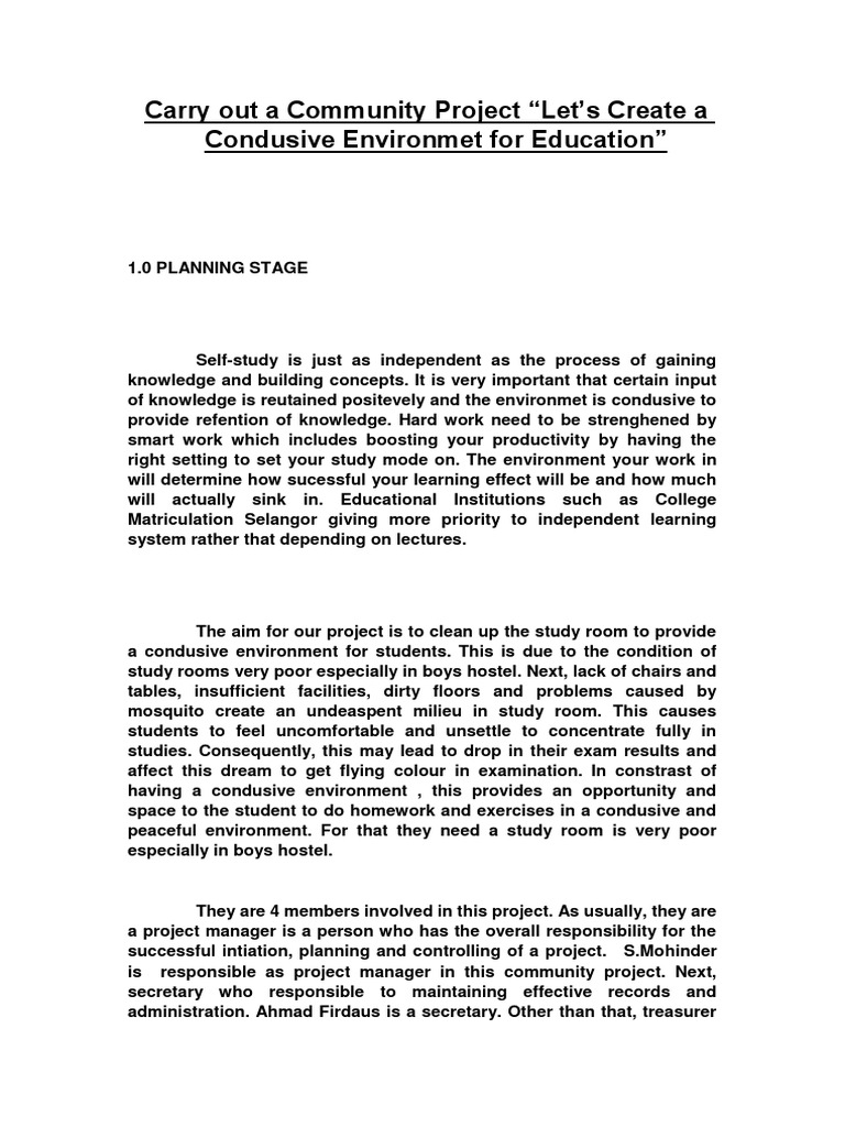 Carry Out A Community Project | PDF