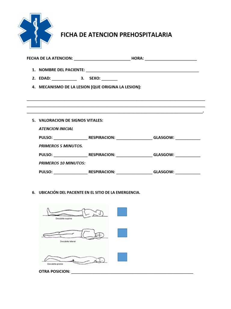 Ficha de Atencion Prehospitalaria | PDF