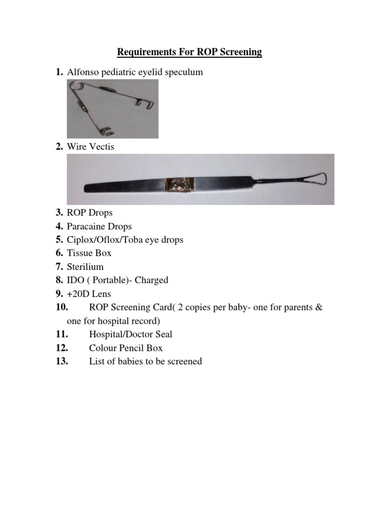 Requirements For ROP Screening | PDF