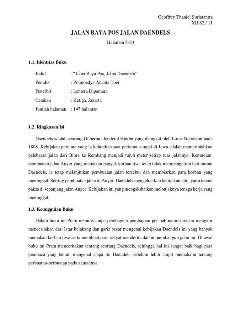 Jalan Raya Pos Jalan Daendels (Geoffrey) | PDF