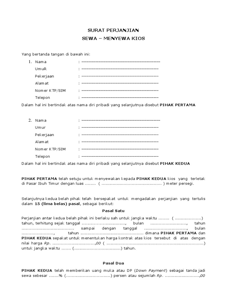 Contoh Perjanjian Kios | PDF