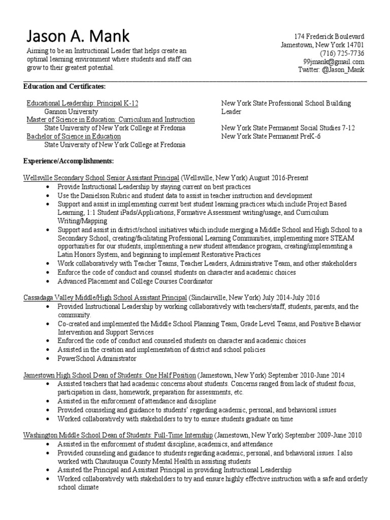 Jasons Resume | PDF | Students | Dean (Education)