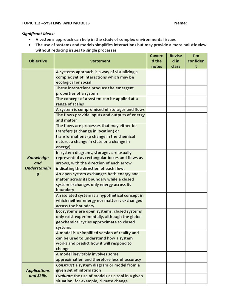 1.2 Student Workbook ESS | PDF | System | Ecology