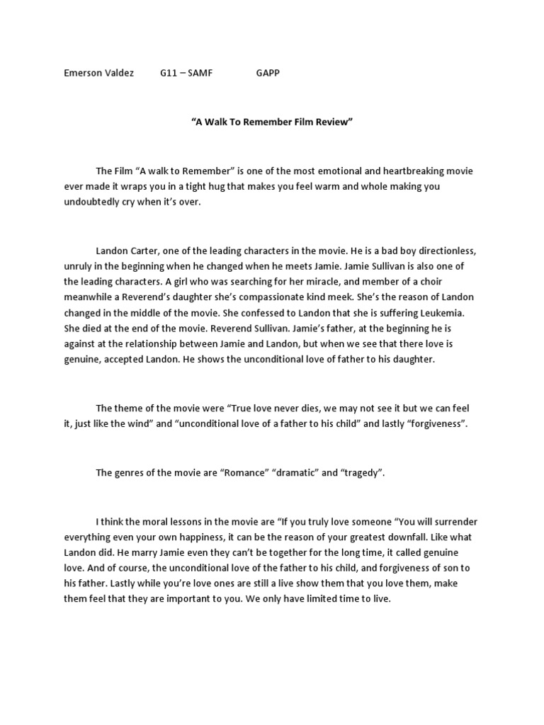 A Walk To Remember Review | PDF | Poetry