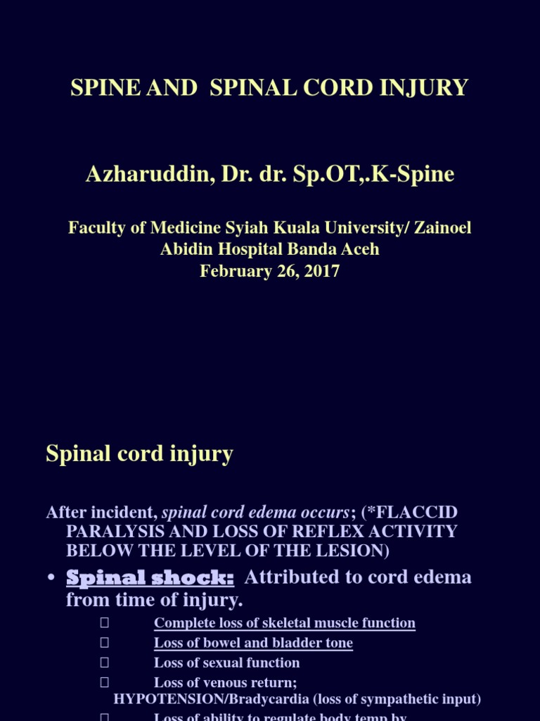 Spine and Spinal Cord Injury | PDF | Spinal Cord Injury | Spinal Cord