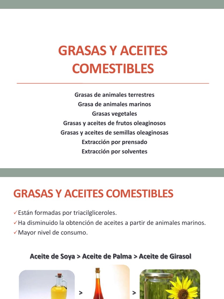 Composición y Tipos de Grasas y Aceites | PDF | Margarina | Petróleo