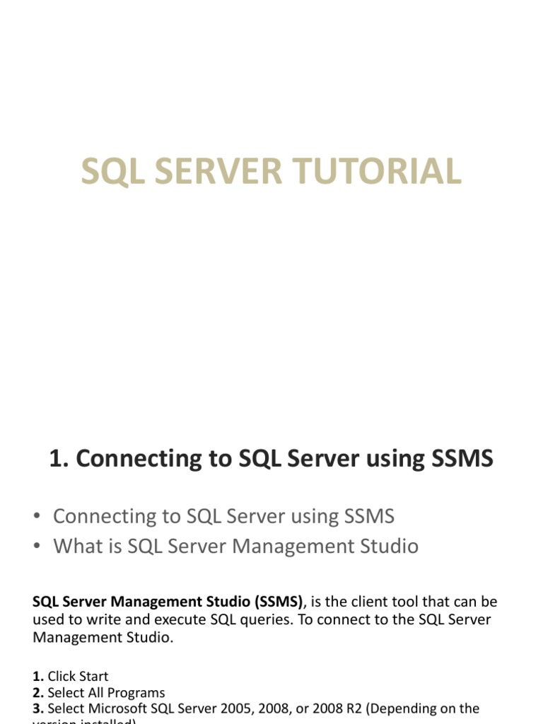 SQL Server Tutorial | PDF | Information Technology Management | Data ...