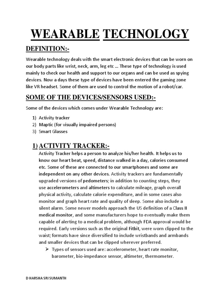 Wearable Technology: Definition | PDF | Wearable Technology | Human ...
