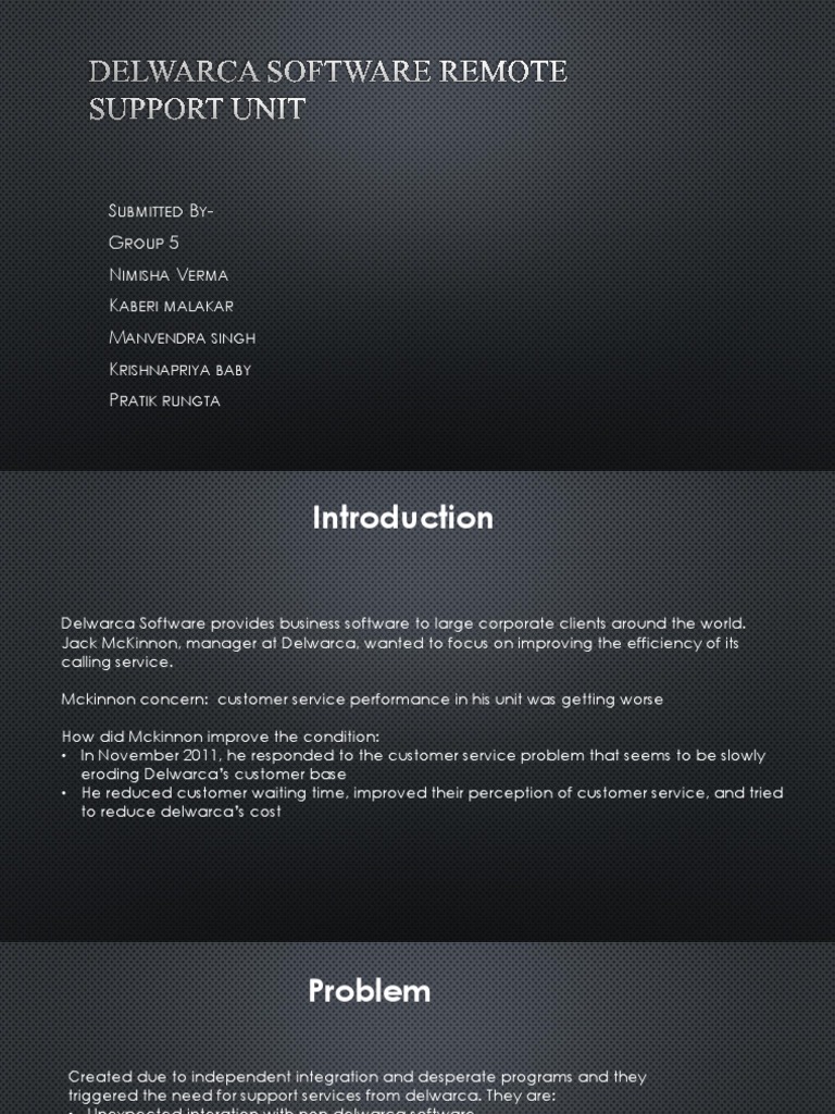 Delwarca Software Support - Group 5 | PDF | Software | Computing