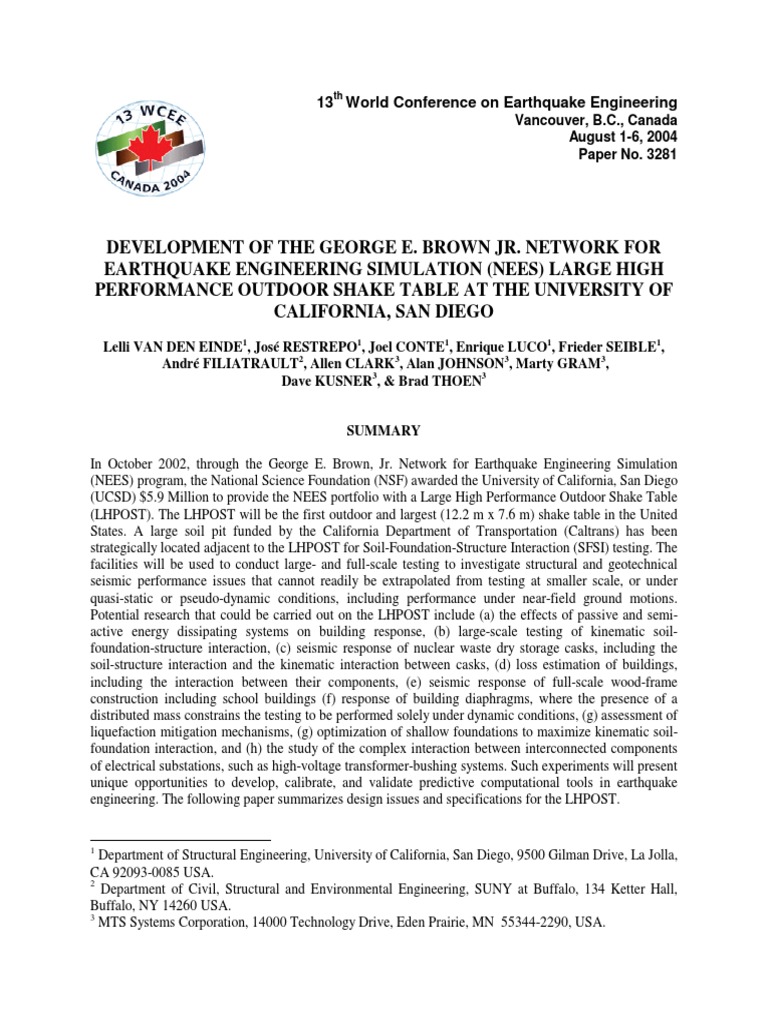 Development of The George E. Brown Jr. Network For Earthquake ...