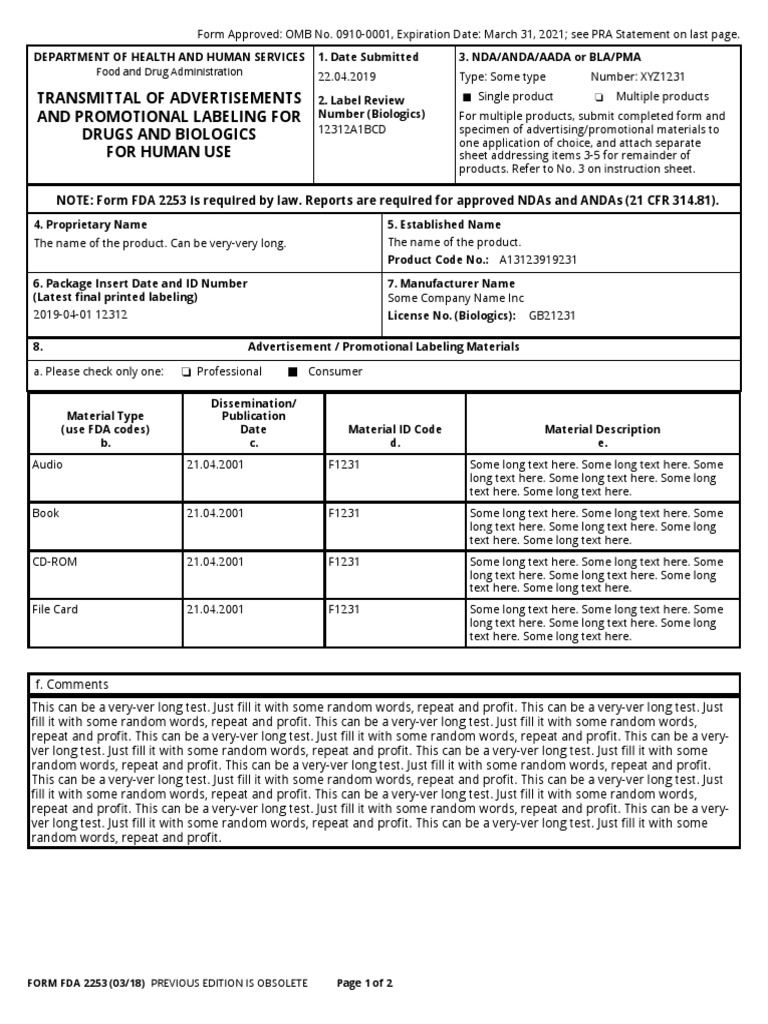 Transmittal of Advertisements and Promotional Labeling For Drugs and ...