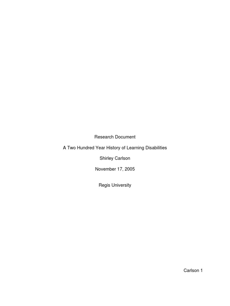 History of Learning Disabilities Overview | PDF | Learning Disability ...