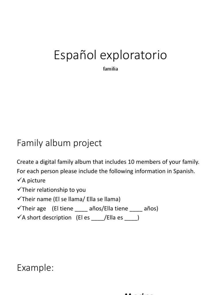 Español Exploratorio - Family Album Project | PDF | Language Mechanics ...