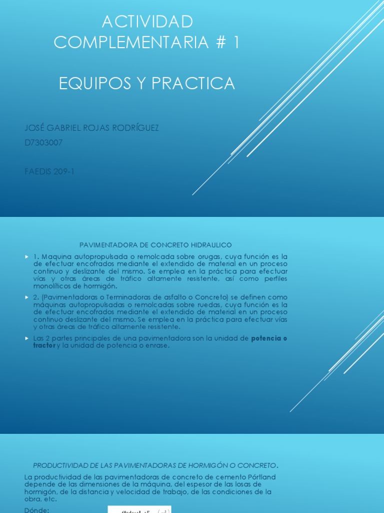 Actividad Complementaria #1 - Equipos y Practica - Gabriel Rojas - d7303007 | PDF | Hormigón ...