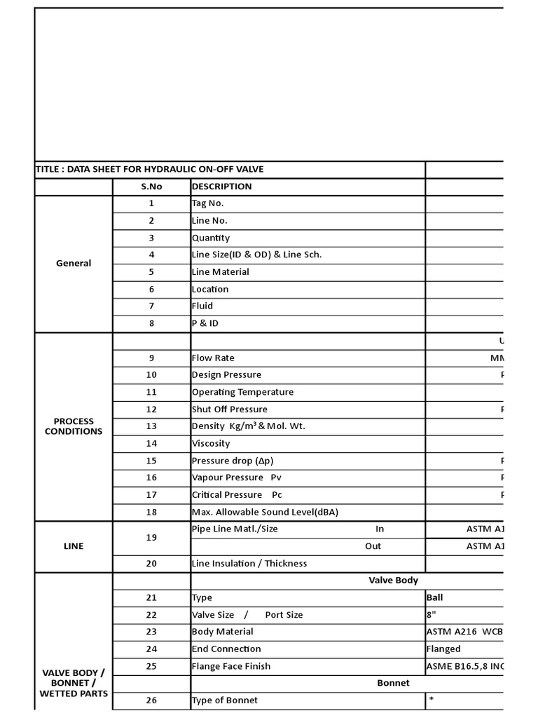 Shut Down Valve Sample Datasheets | PDF | Valve | Pipe (Fluid Conveyance)